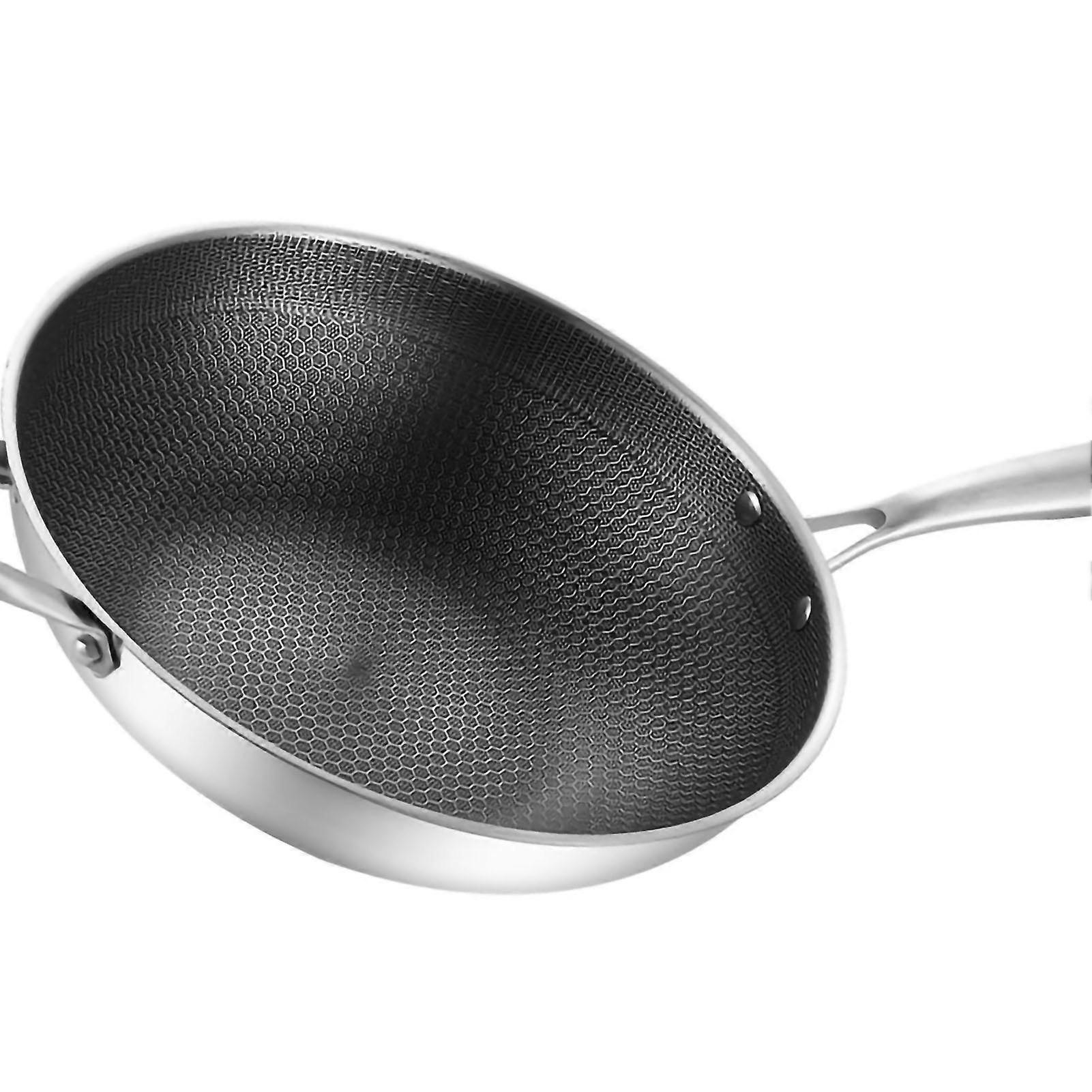 Stainless Steel Wok Pan Double Sided Honeycomb 3 Layer Prevent Sticking ...