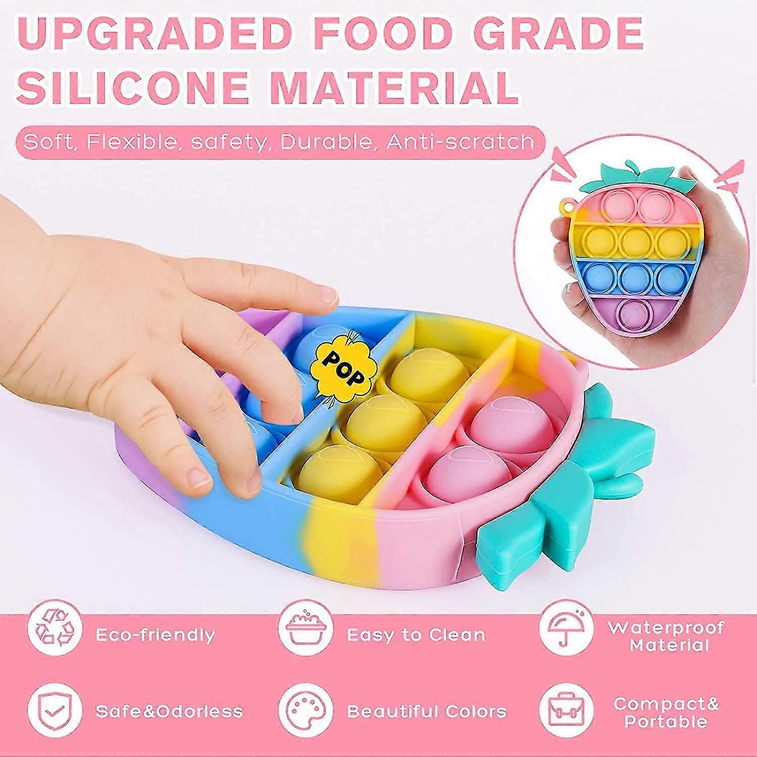 4 Packs Mini Pop It Keychain Fidget Toy Pack, Push Pop Bubble Simple ...