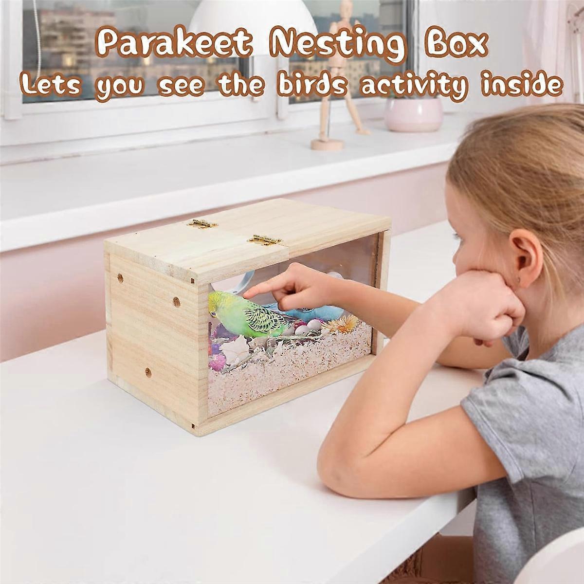 Parakeet Nesting Box parent Bird House for Cage Wood Breeding Box for ...