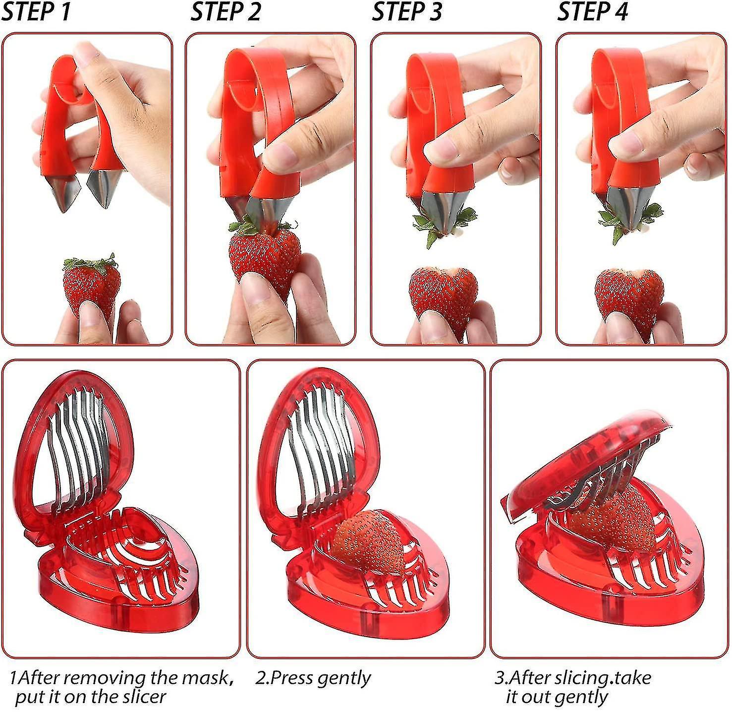 2 Pieces strawberry slicer cutter set, strawberry huller stem remover ...