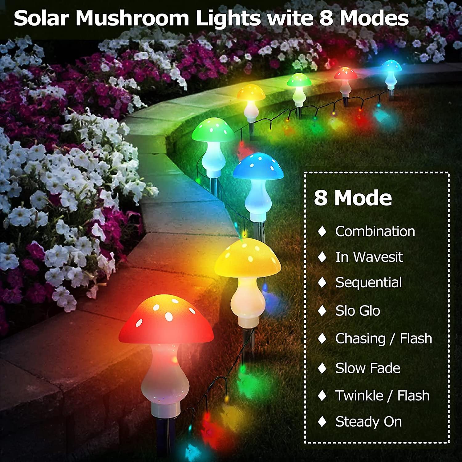 Upgraded Solar Garden Lights Outdoor, 8 Pack 50 Led Solar Mushroom ...