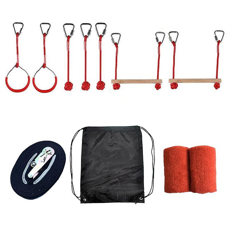 Ninja Obstacle Course Line Kit 12m Slackline 7 Hanging Obstacles ...
