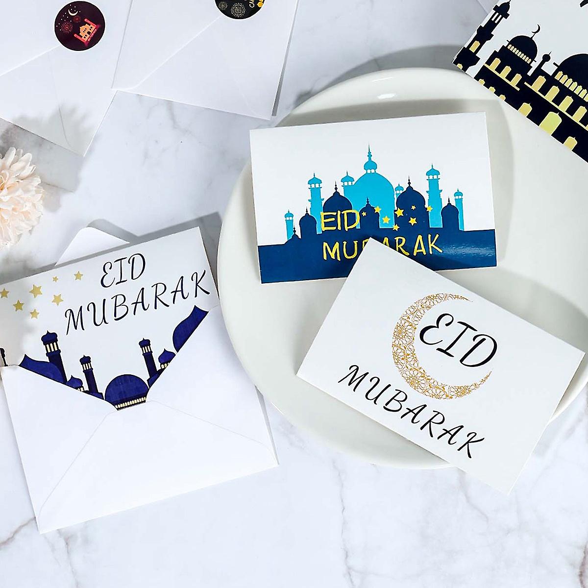 6pcs/set Eid Mubarak Thanks Cards With Envelopes Blank Inside Thank You ...