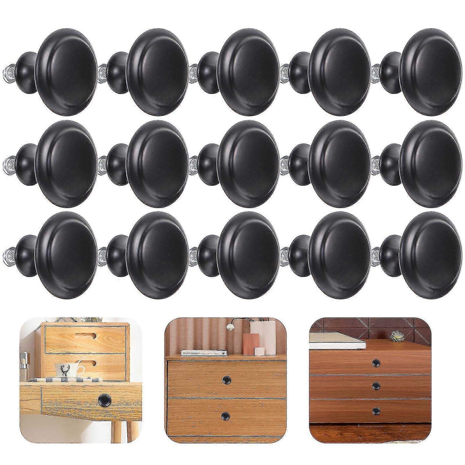 25 Pcs Drawer Handles Dresser Knobs Round Black Drawer Pulls Decorative Cabinet Knobs Cabinet ...