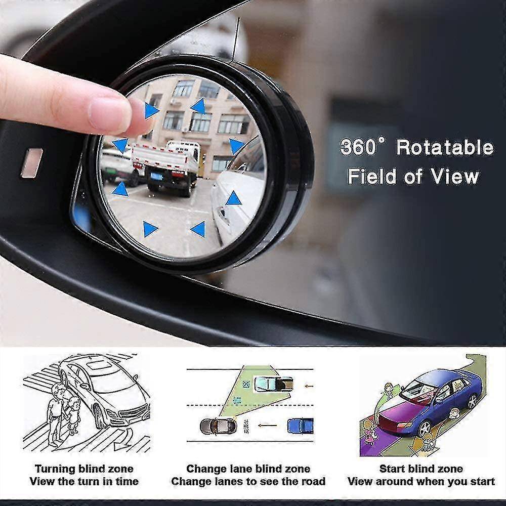 2 Pcs 360 Rotation Blind Spot Mirrors, Hd Wide Angle With 3m Self ...