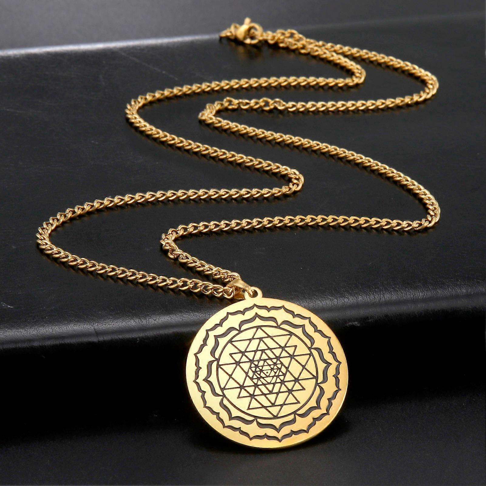 Dawapara Lotus Sri Yantra Symbol Necklace Stainless Steel Healing ...