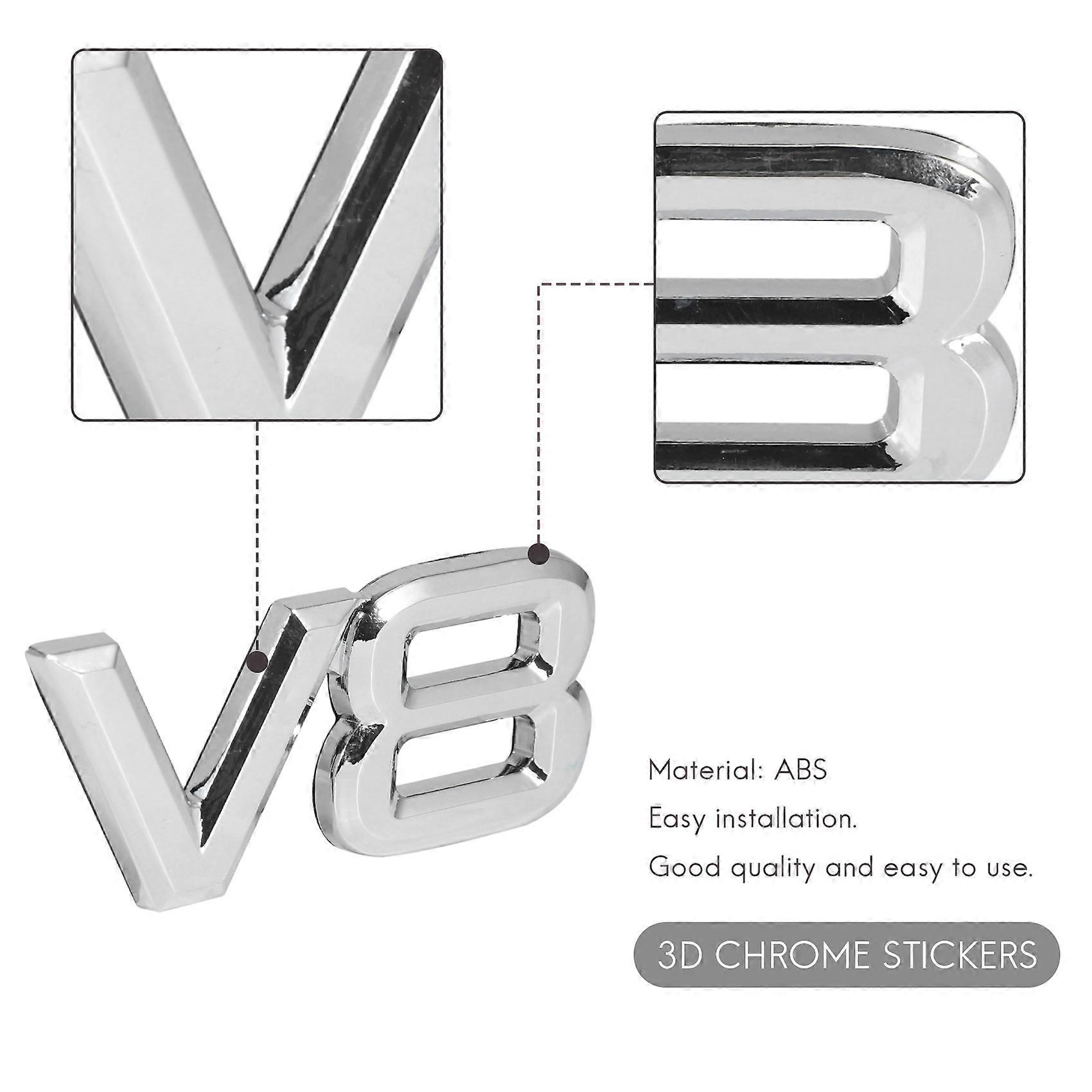 7.5x3.5cm Auto car V8 stickers 3D Chrome Sticker Badge Emblem | Fruugo UK