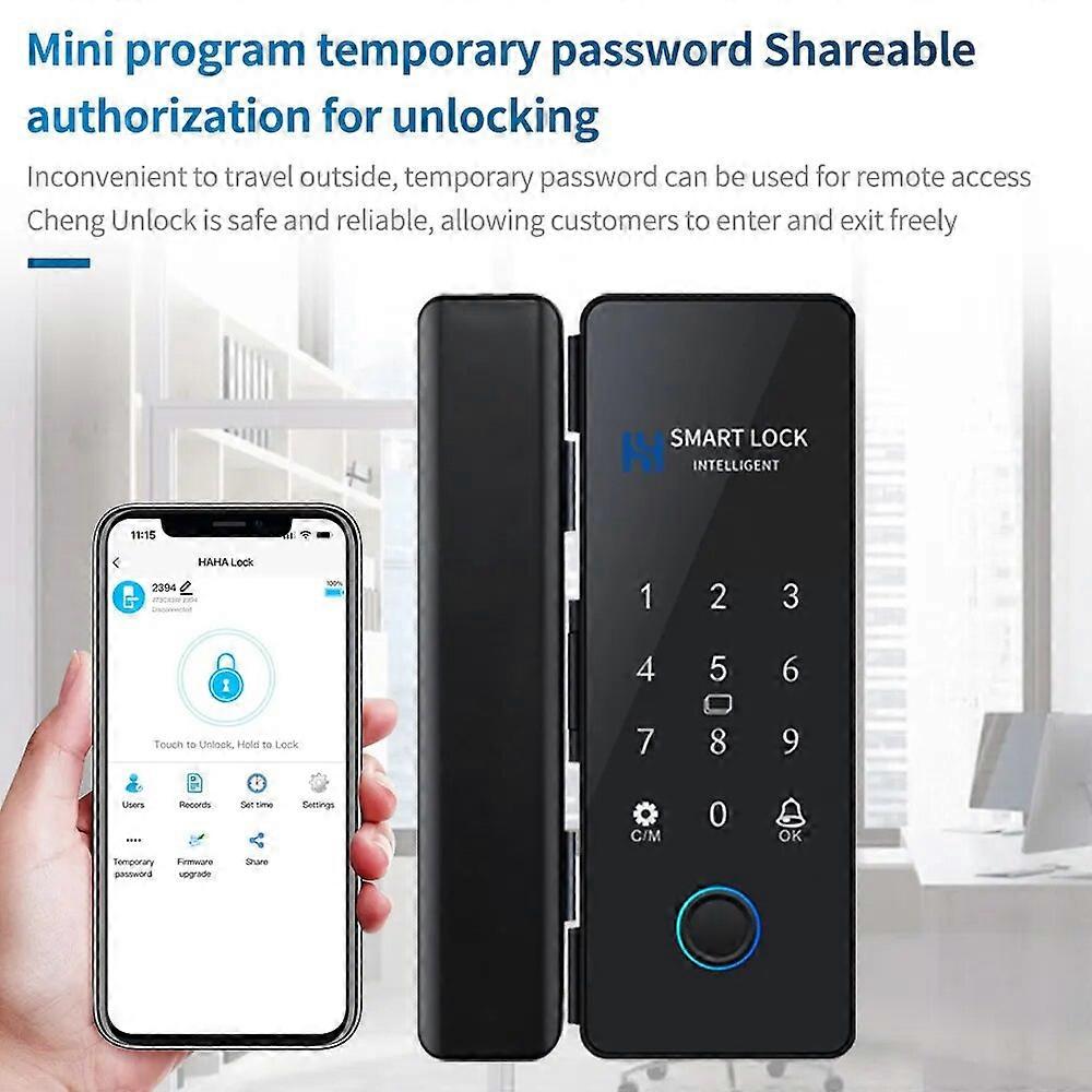 Electronic Digital Lock Fingerprint Glass Door Lock Bluetooth HAHA-Lock ...