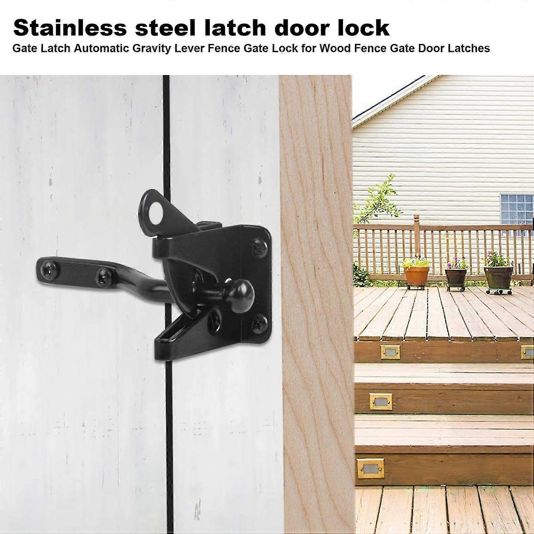 2pcs Self Locking Gate Latch Automatic Gravity Lever Fence Gate Lock ...