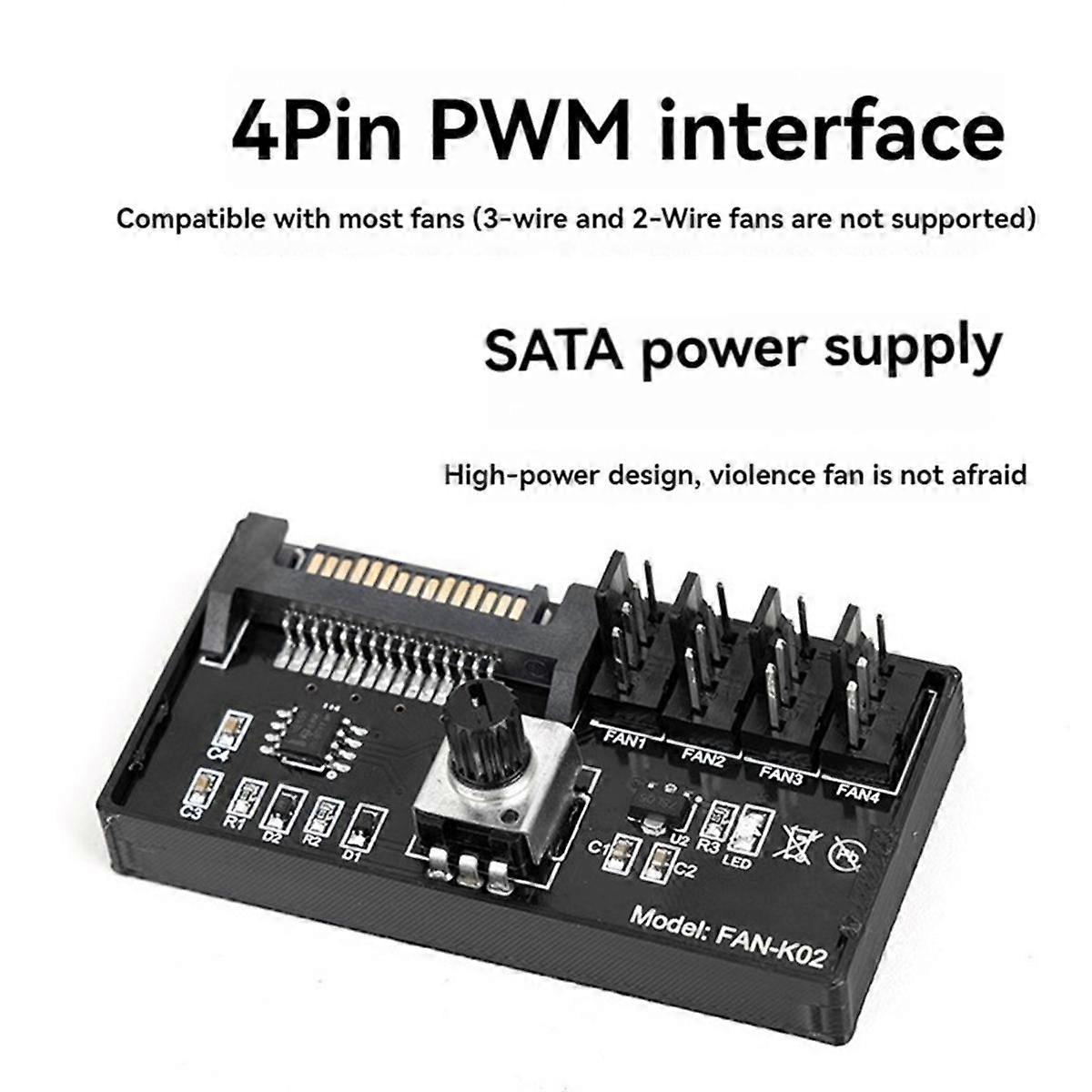 PWM Fan Speed Controller High Power Sata DC Power 4Pin Fan Governor NAS Server Fan Speed Control ...
