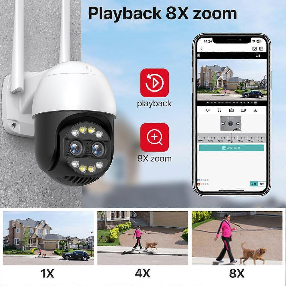 4K 8MP HD 4G IP Camera 8X Hybrid Zoom Auto Tracking PTZ Camera Outdoor Dual Lens Two Screen 4MP ...