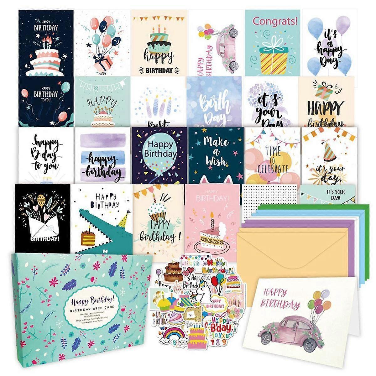 50Pcs Uniqe Birthday Cards with Envelopes and Stickers,Greeting Cards ...