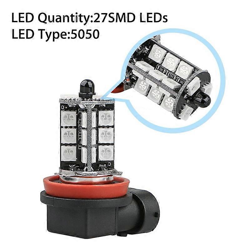 2x H11 H9 H8 5050 LED 27SMD RGB Car Headlight Fog Light Lamp Bulb Remote Control | Fruugo UK