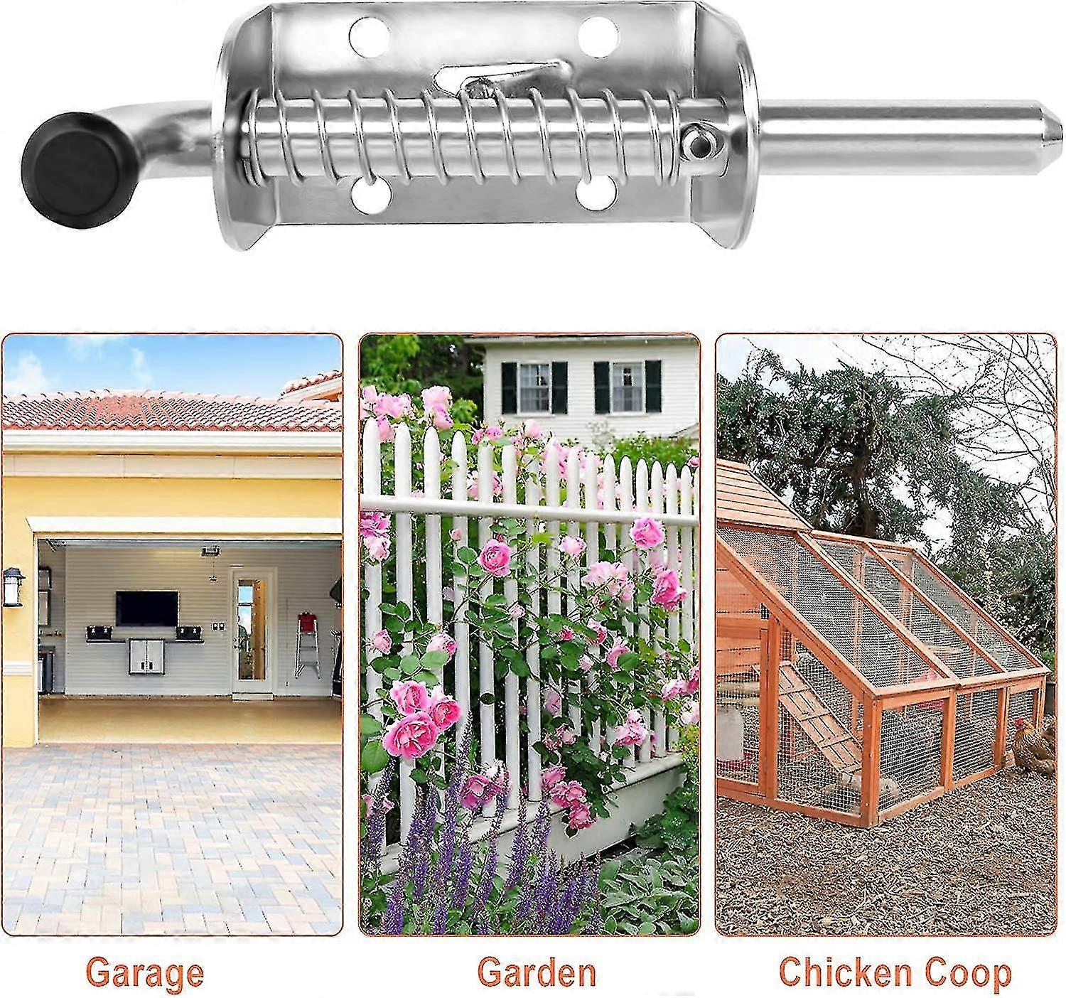 Spring Loaded Latch, Stainless Steel Barrel Bolt Lock Spring Pin Loaded ...