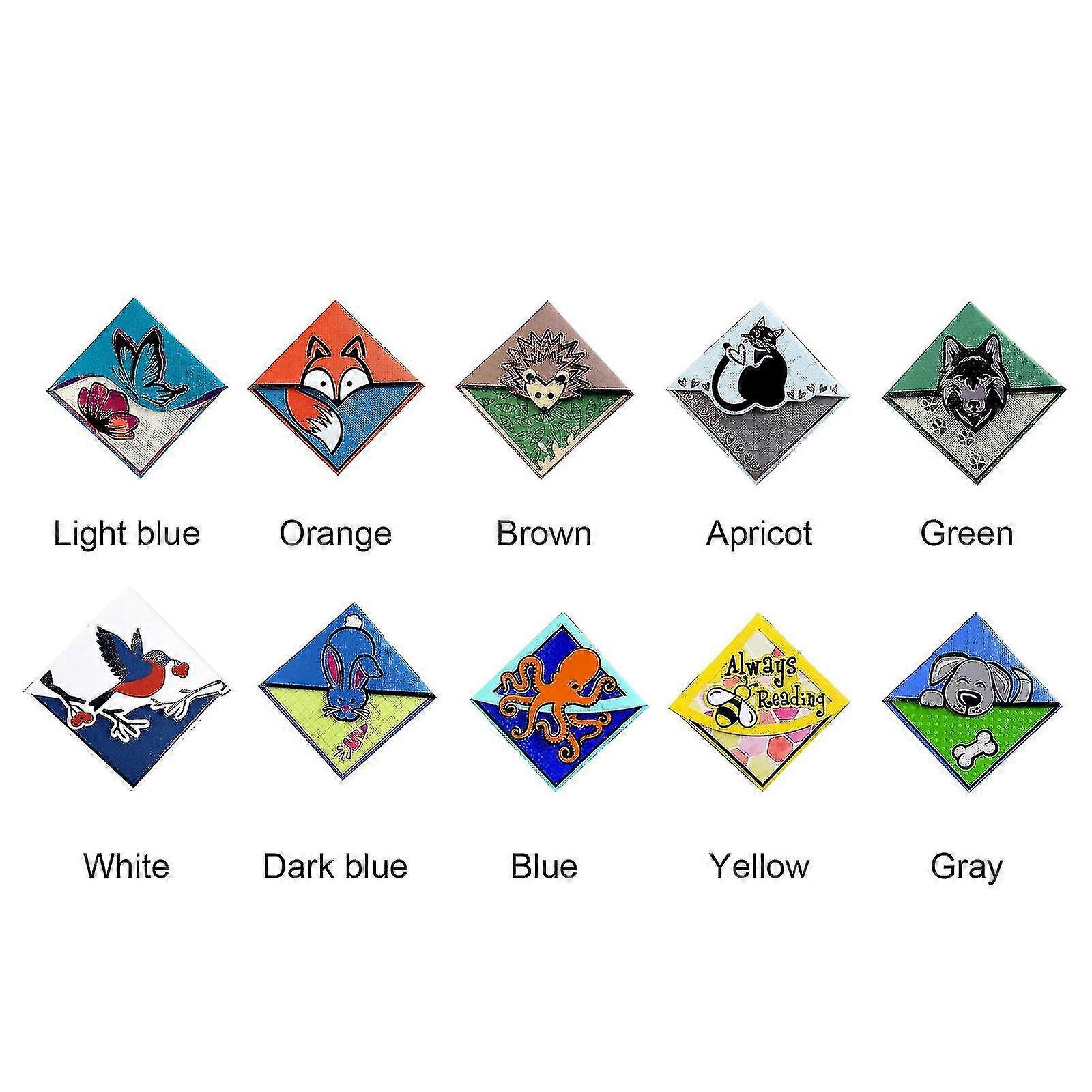 Animal Story Paper Corner Bookmarks, Cute Triangle Corner Page Bookmark ...