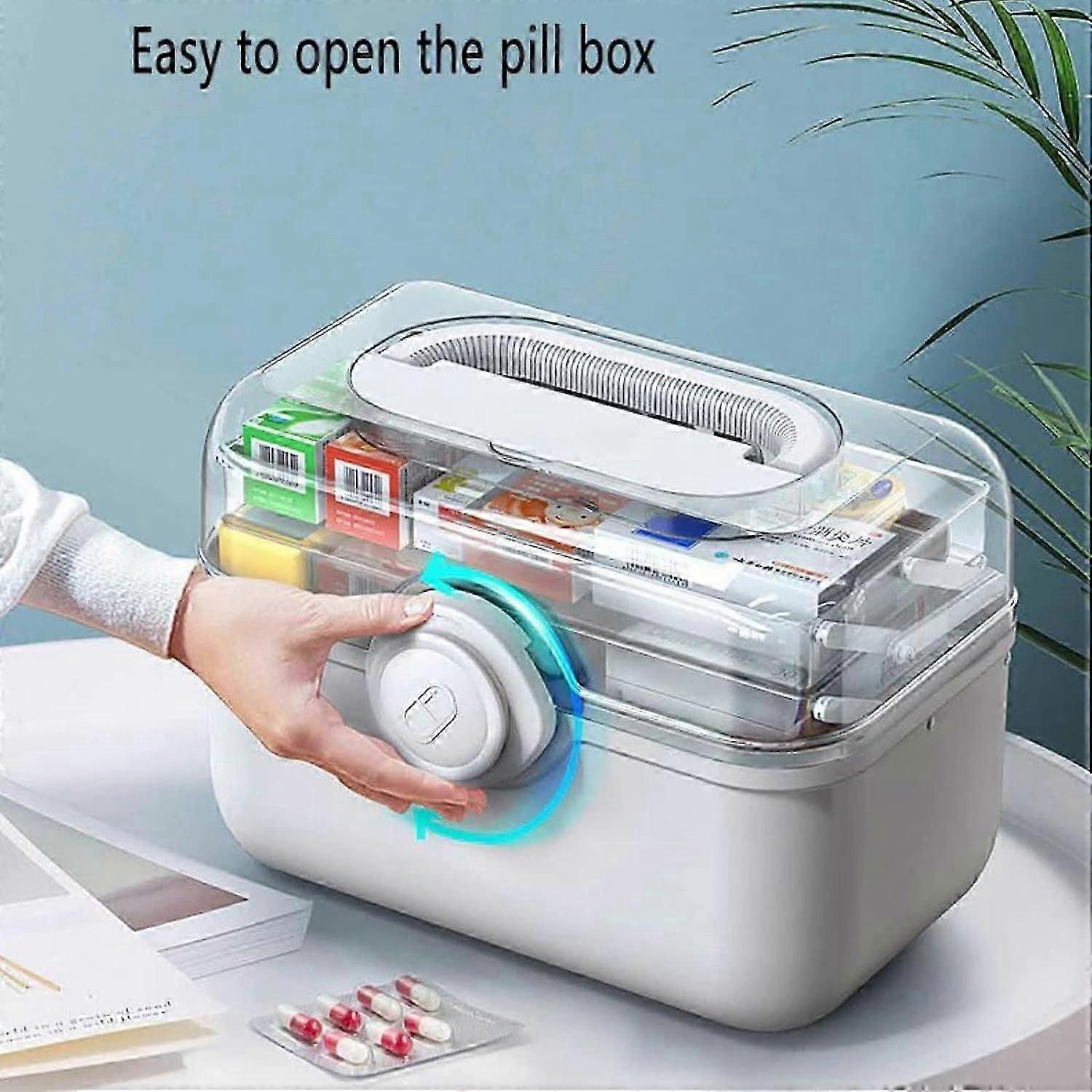 Medicine Box with Portable Handle, First Aid Safe Medication Storage ...