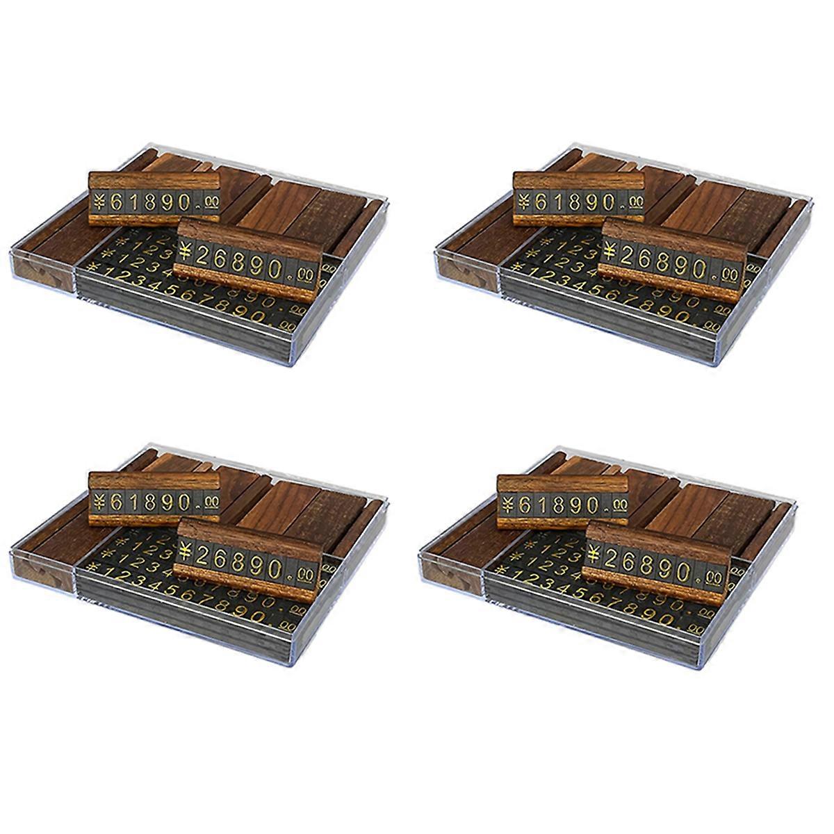 40 Sets Mini Wood Combined Number Price Cube Tag Jewelry Adjustable ...