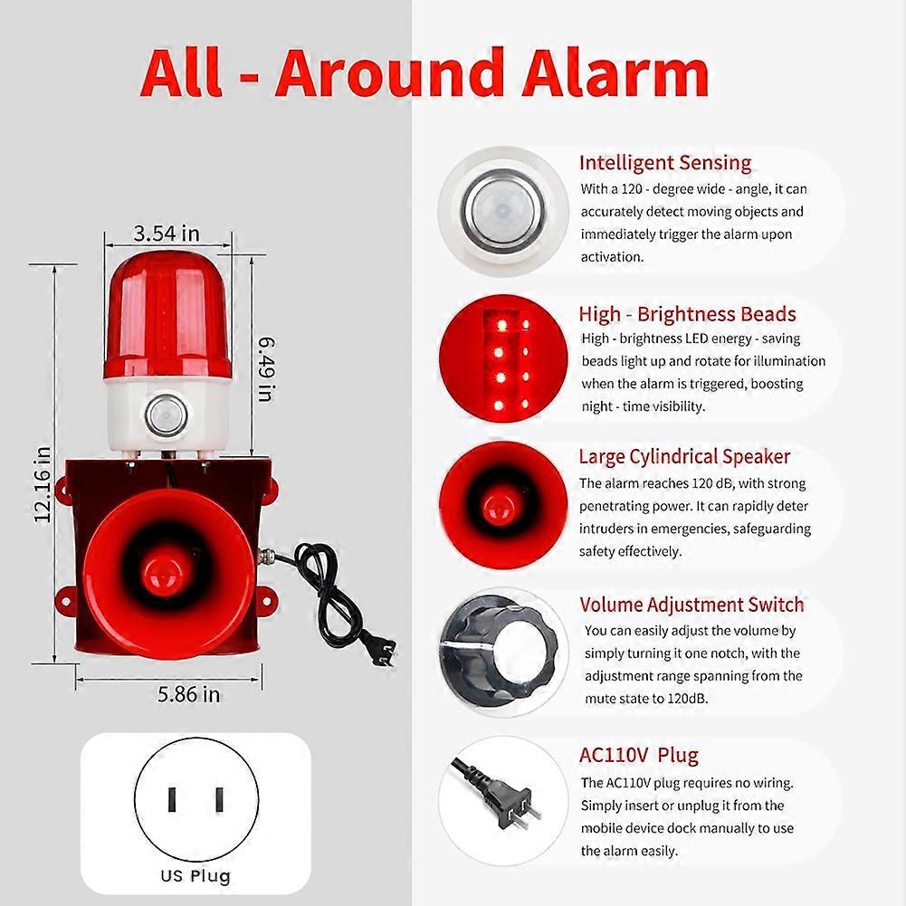 Motion Sensor Alarms with Human Detection,120dB Adjustable Sirens & LED ...
