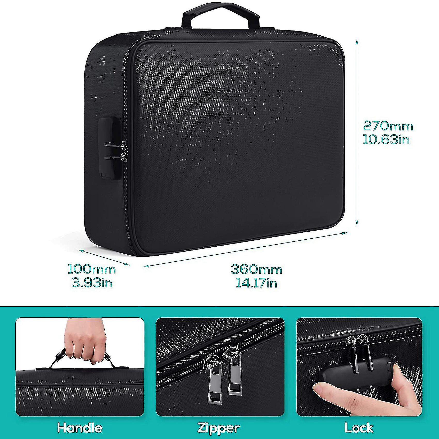 Fireproof Waterproof File Bag With Lock Home Office Travel Fireproof ...