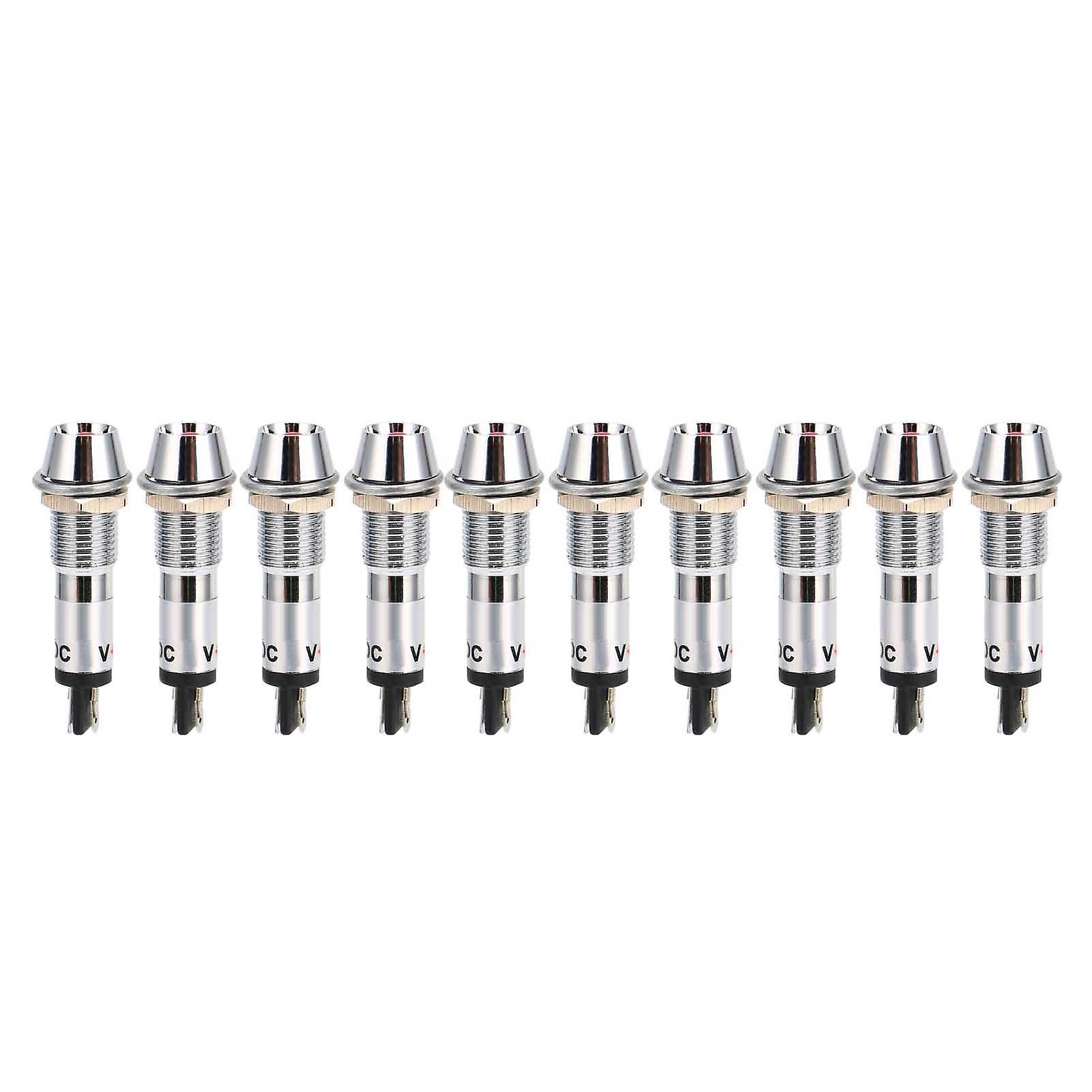 10pcs DC 24V Indicator Light Signal Lamp Stainless Steel Shell 8mm ...
