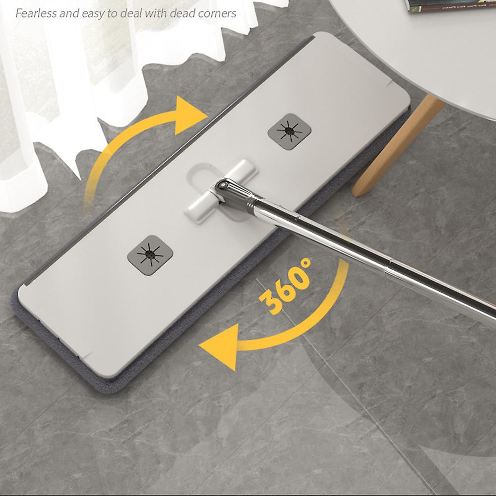 Hand-Free Wash Flat Mop Set with Bucket Easy Using Floor Mopping Tool ...