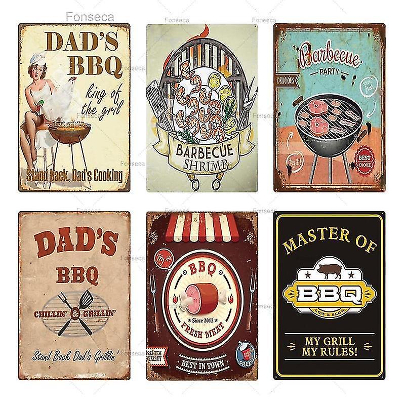 new 20x30cm pt9s19 vintage dad's bbq metal tin sign plaque metal wall ...
