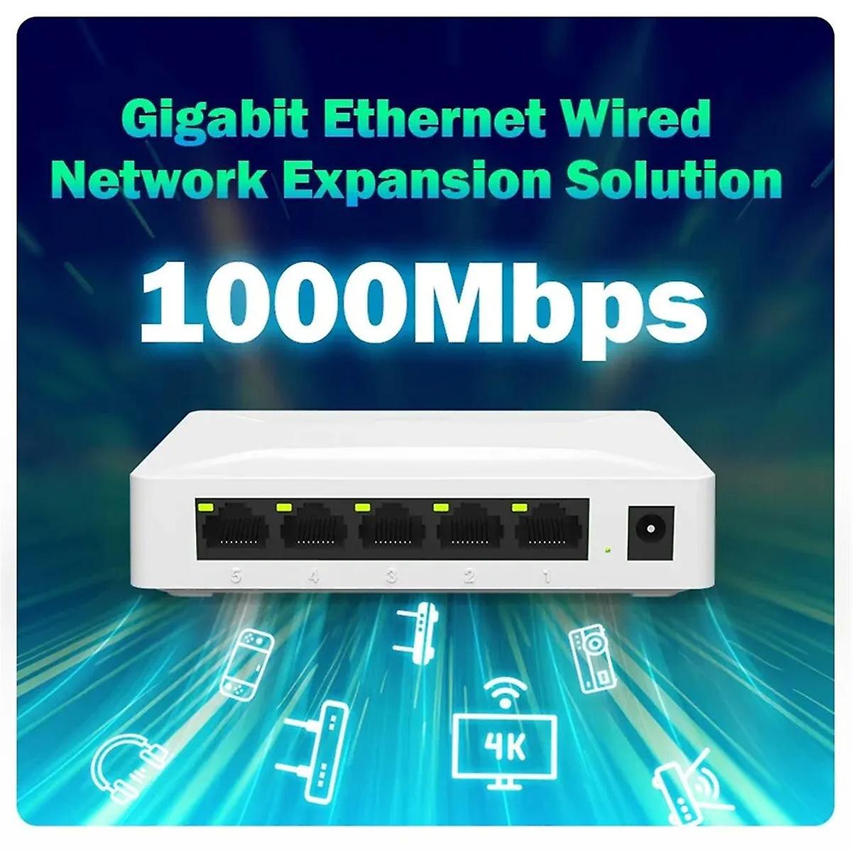 Network Switch 5 Port 100/1000Mbps Gigabit Network Ethernet Switch ...