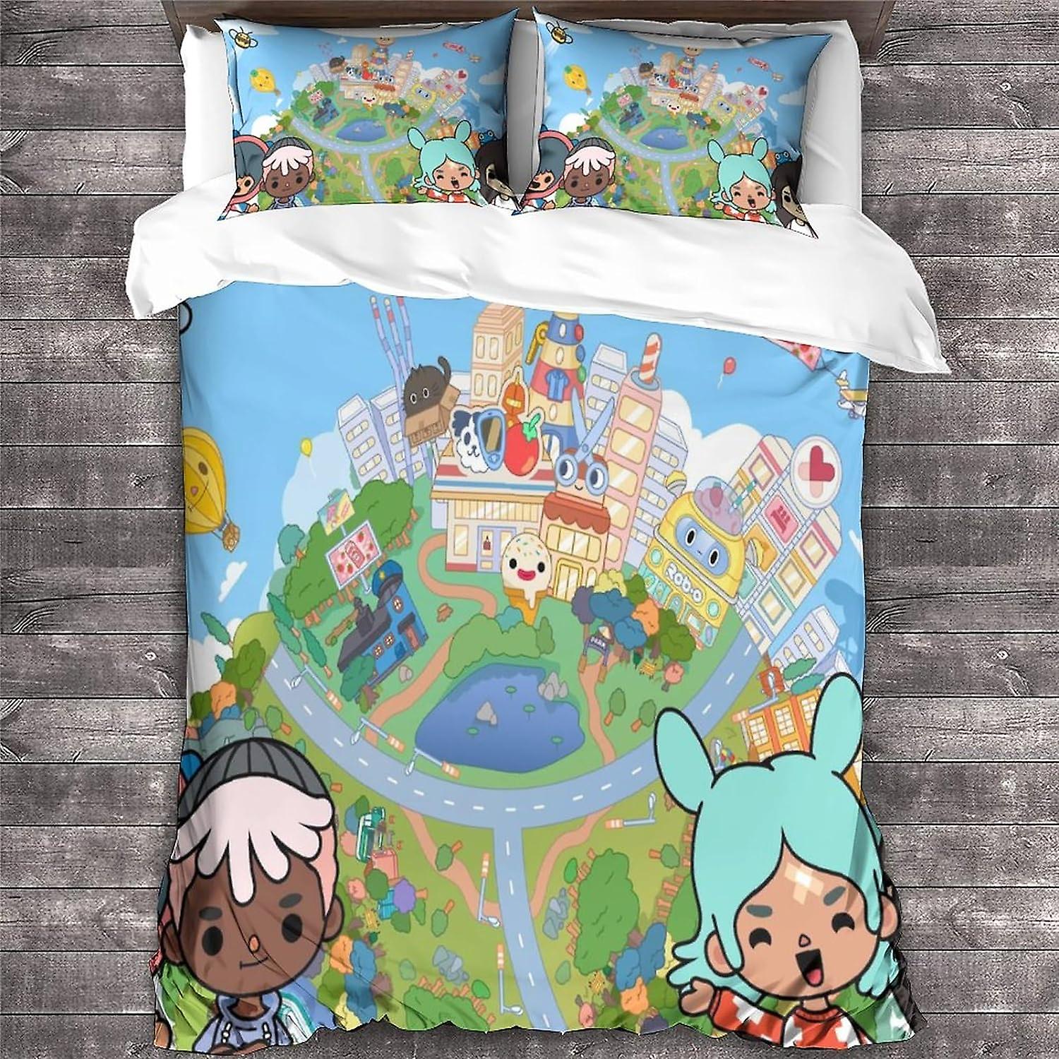 Entemah Toca Life World 3 Piece Set Printed Duvet Cover Bed Set ...