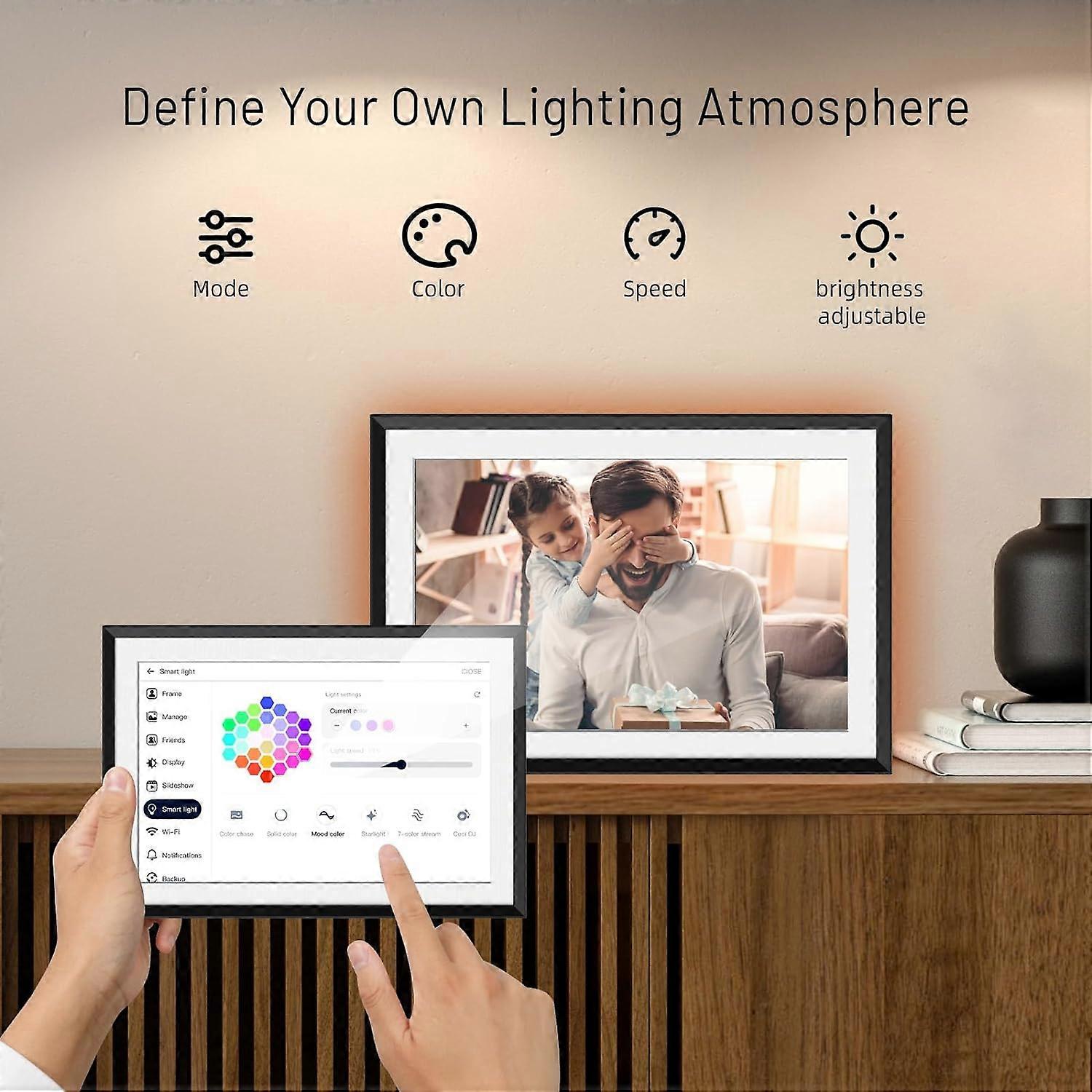 Digital Photo Frame 10.1 Inch WiFi Digital Photo Frame with LED Light ...