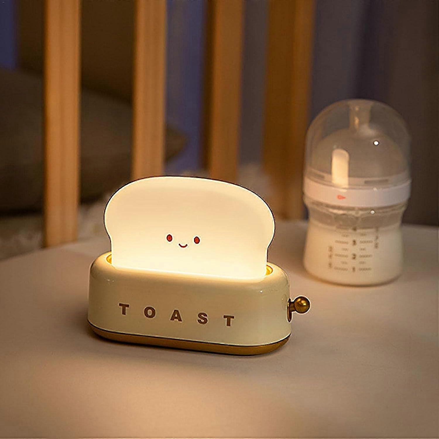 Cute Night Light Toast Lamp Dimmable Cute Bread Toast Lamp Rechargeable ...