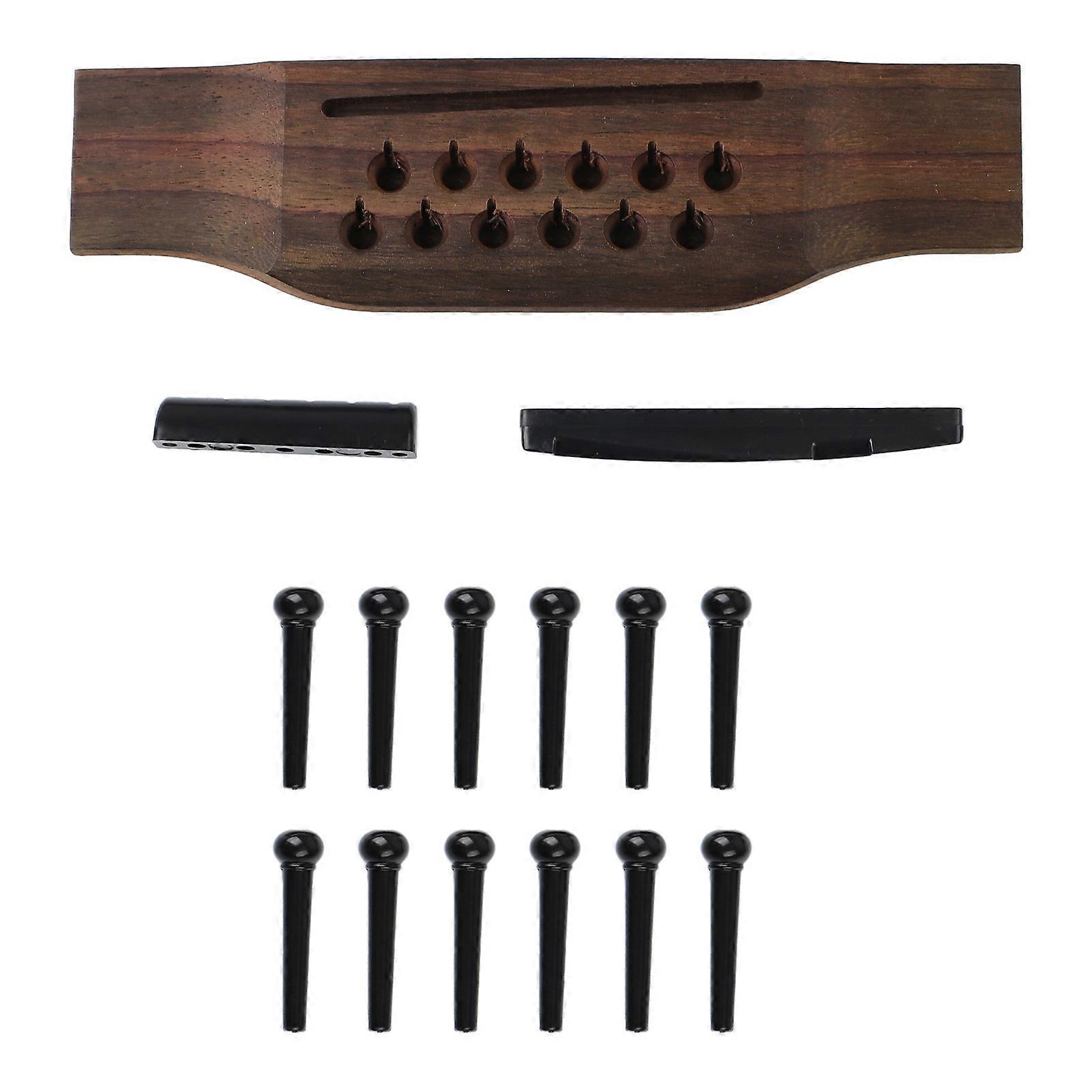 15Pcs Set 12 String Guitar Rosewood Bridge Guitar Bridge Nut Saddle ...