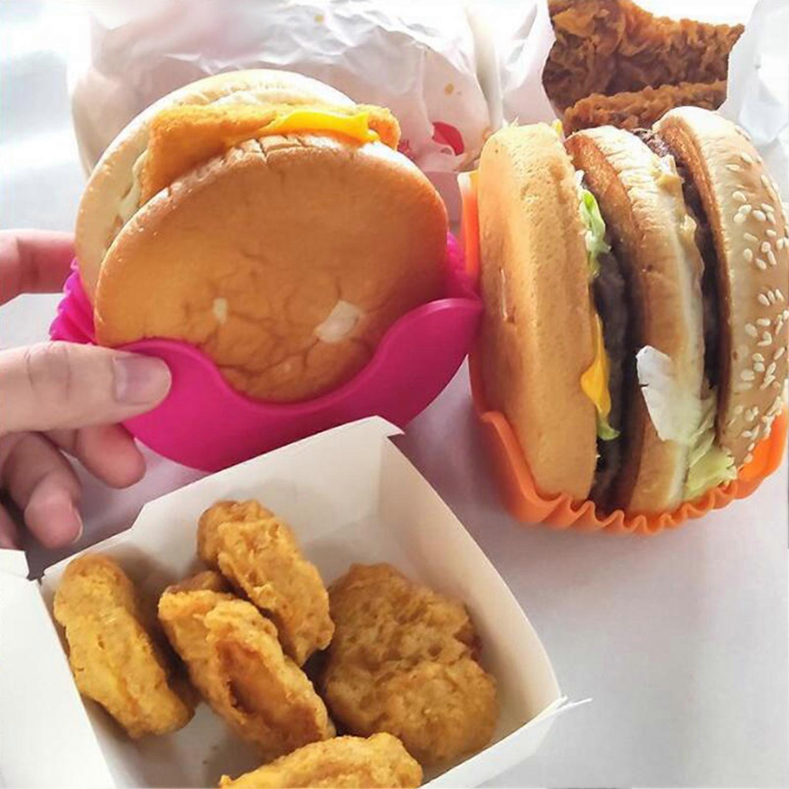1/4Pcs Silicone Rack Retractable Burger Fixed Box Touch-Free Burger ...