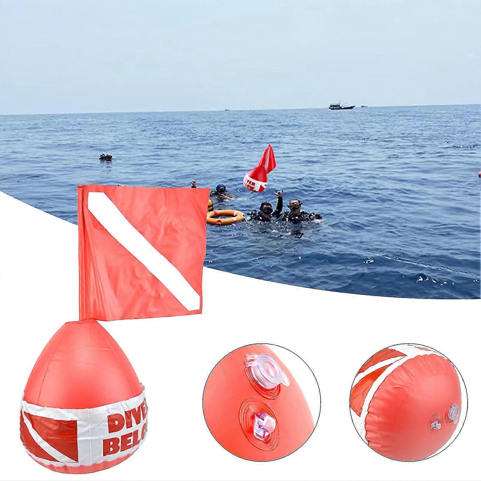 1 Set Buoy Ball Inflatable Heavy Duty PVC Diver Below Flag Buoy Float ...