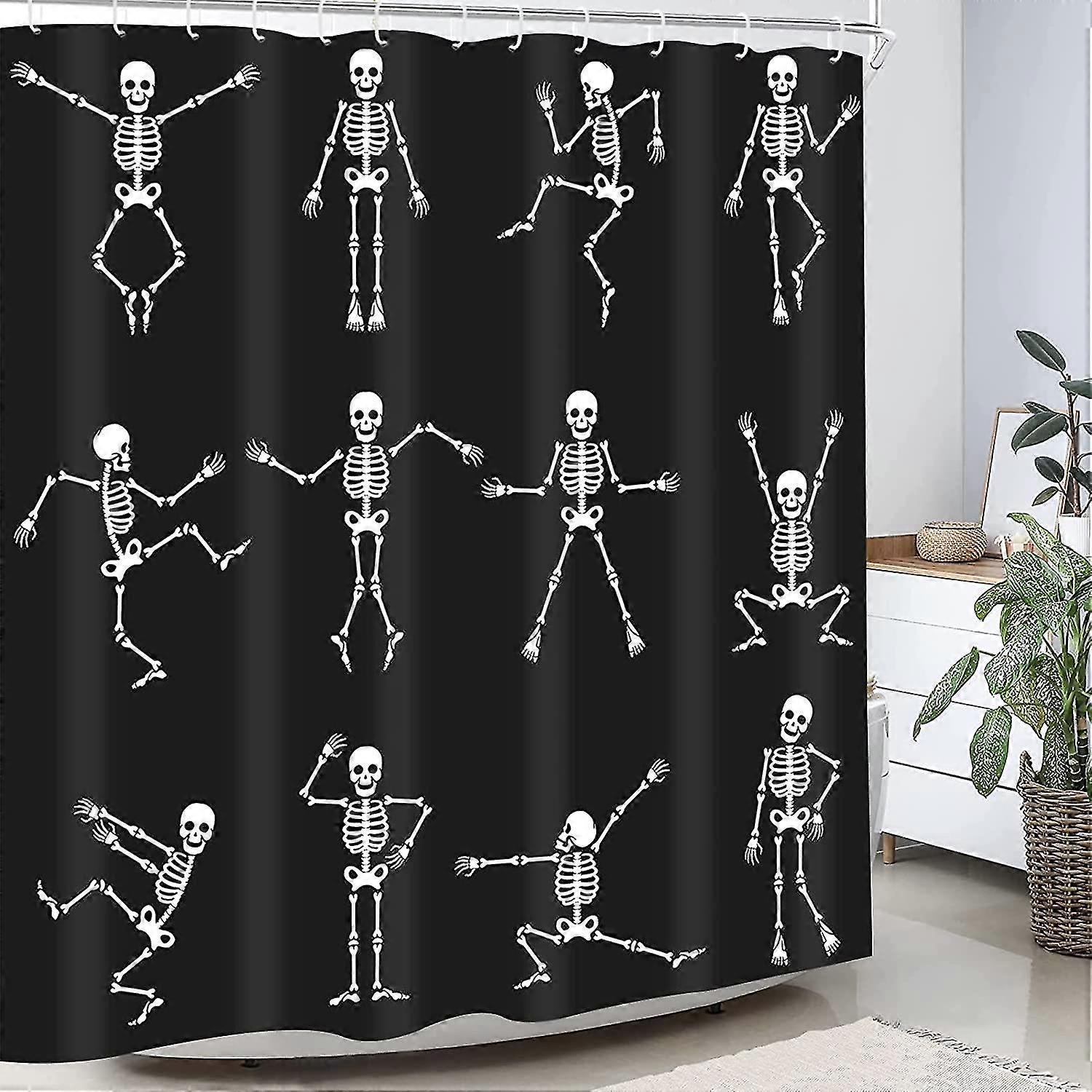 Funny Skeleton Shower Curtain Funny Dance Halloween Dancing Cartoon Fun ...