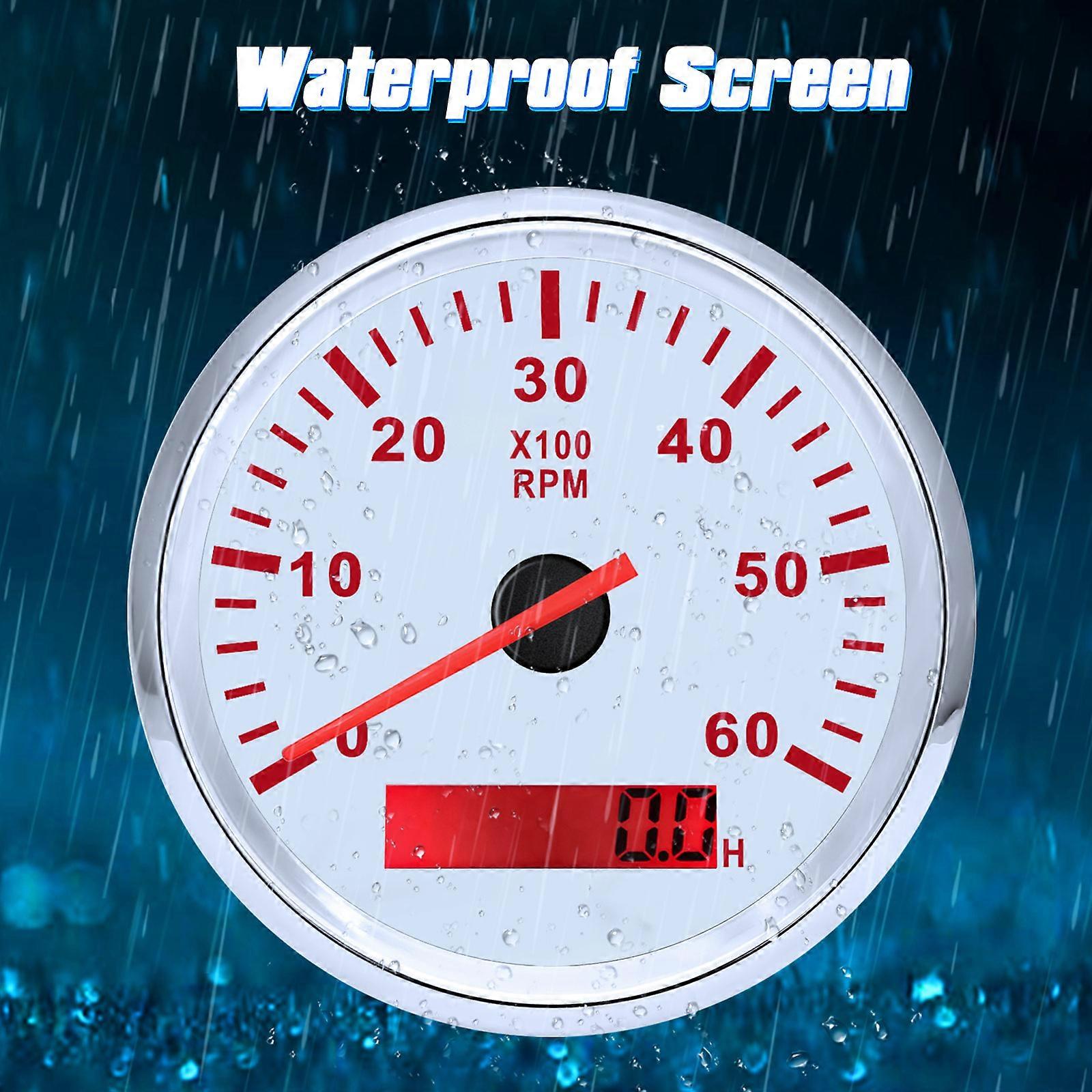 Universal 85mm Boat Tachometer Marine Tacho Meter Gauge LCD Hourmeter ...