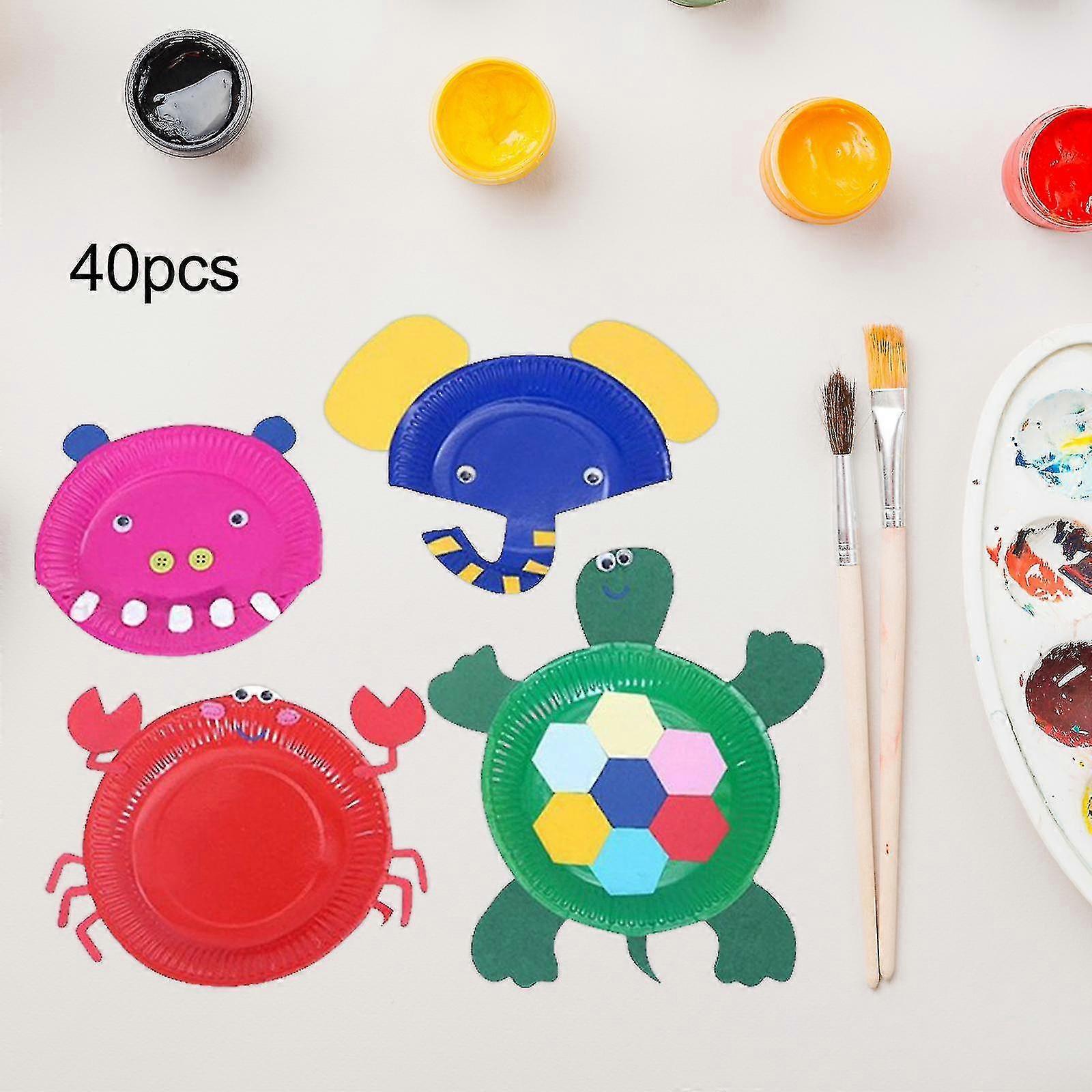 40 Pieces Coloured Paper Plates For Diy Crafts Toddler Boy Girls ...
