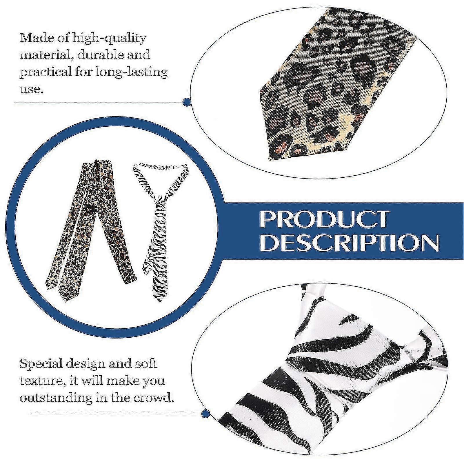 Pack Of 2 Men's Animal Print Ties Cool Cheetah Leopard Zebra Tie-Good ...
