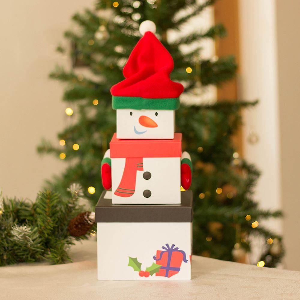 Stackable Snowman Christmas Gift Boxes Small Red | Nested 3-Tier ...