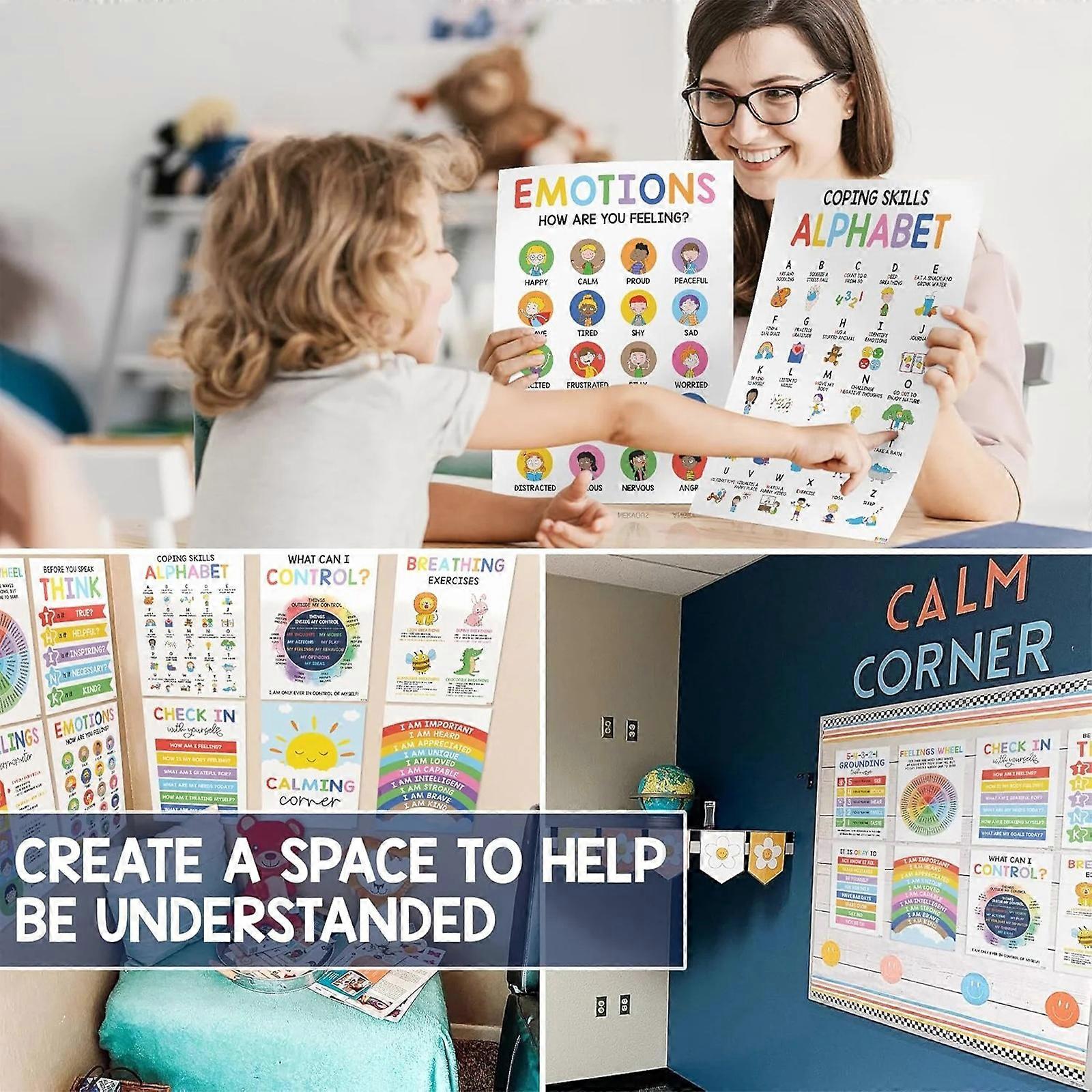 12 Pieces Calming Corner Posters, Feelings Chart For Kids,Calm Down ...