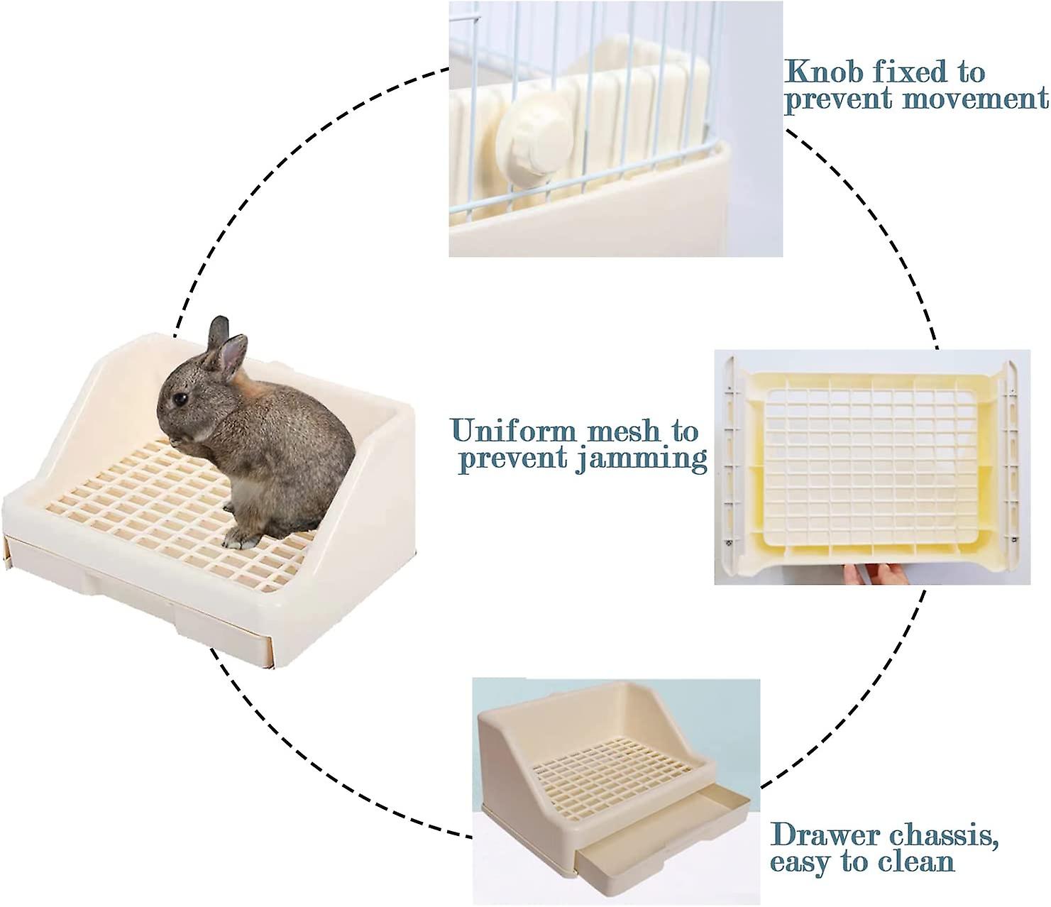 Large Rabbit Litter Box With Drawer, Bunny Toilet Cage Corner Potty ...