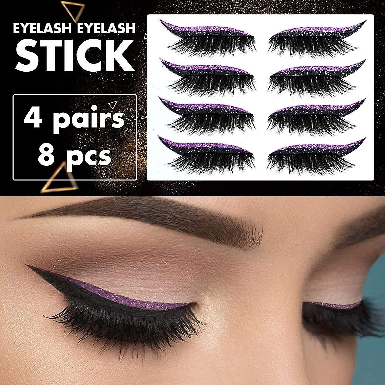 4 Pairs False Eyelashes Reusable 2 in 1 Eyelash Artificial Fiber ...