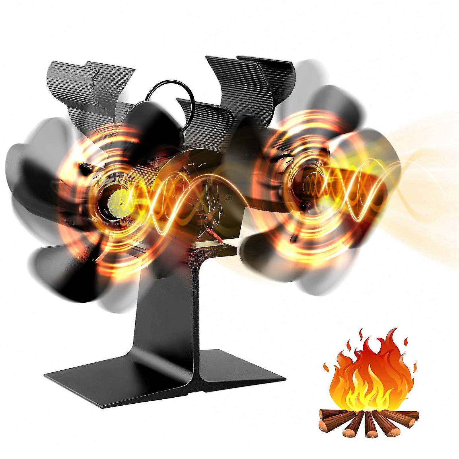 Double-headed 4-blade wood stove fan, small wood stove fan, wood ...