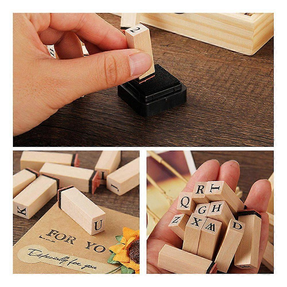 36 Pcs Alphabet Stamp Set,Stamp Set,Letter Stamp Set,Alphabet Wood ...