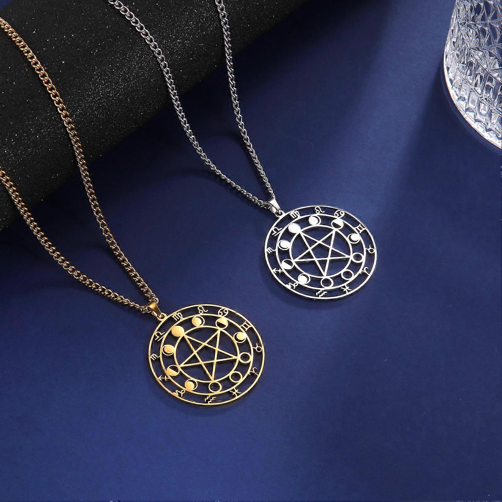 Dawapara Wicca Pentagram Witch Necklace Stainless Steel Amulet For ...