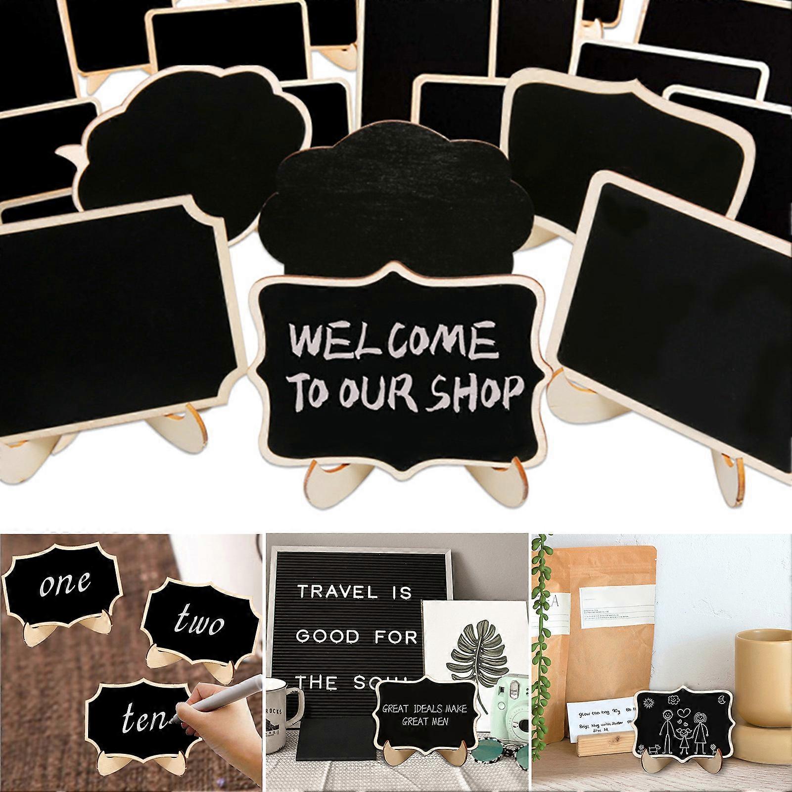 10Pcs Mini Chalkboard Sign with Stand Wooden Desktop Blackboard ...