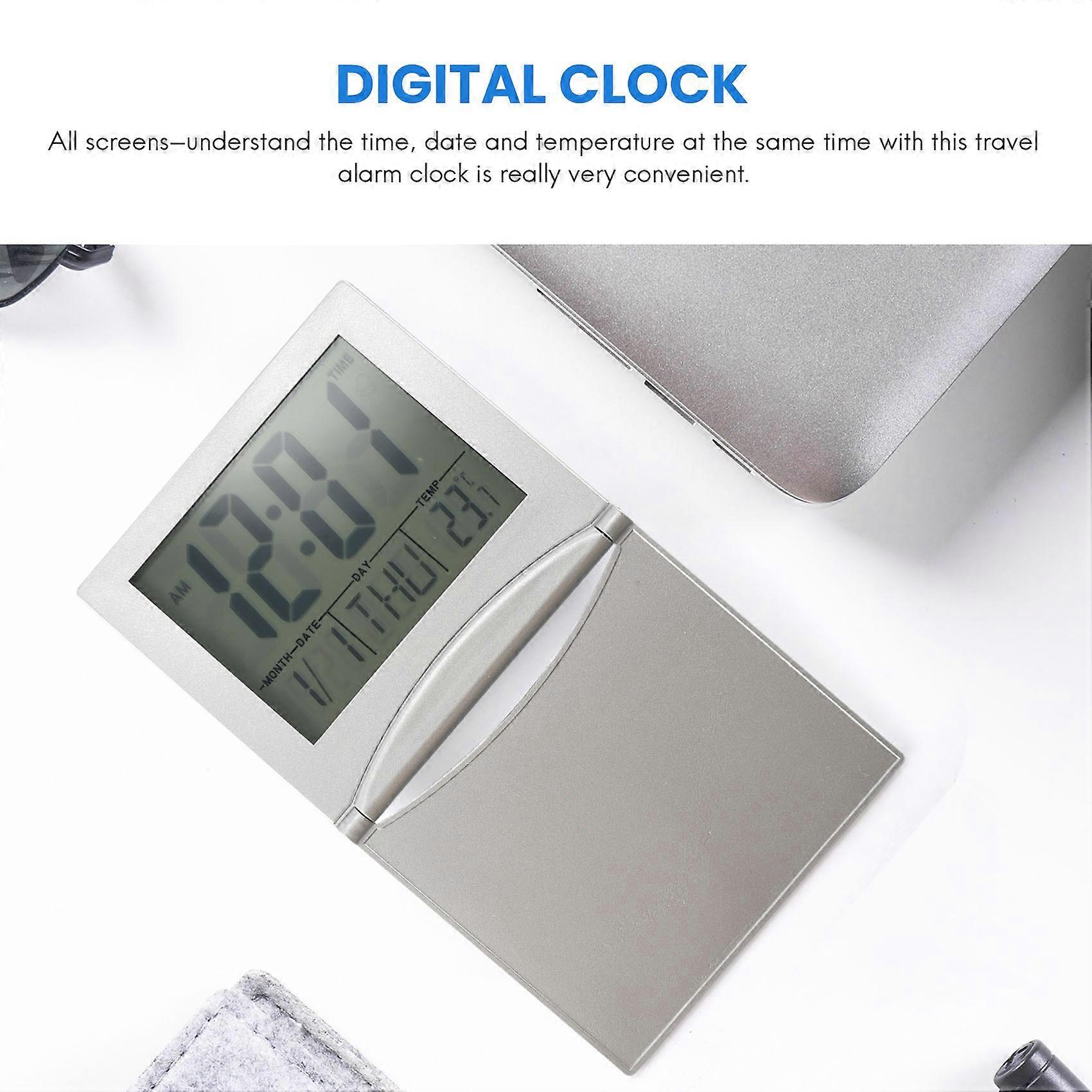 Mini Travel Alarm Clock, Digital LCD Display Desk Foldable Clocks With ...