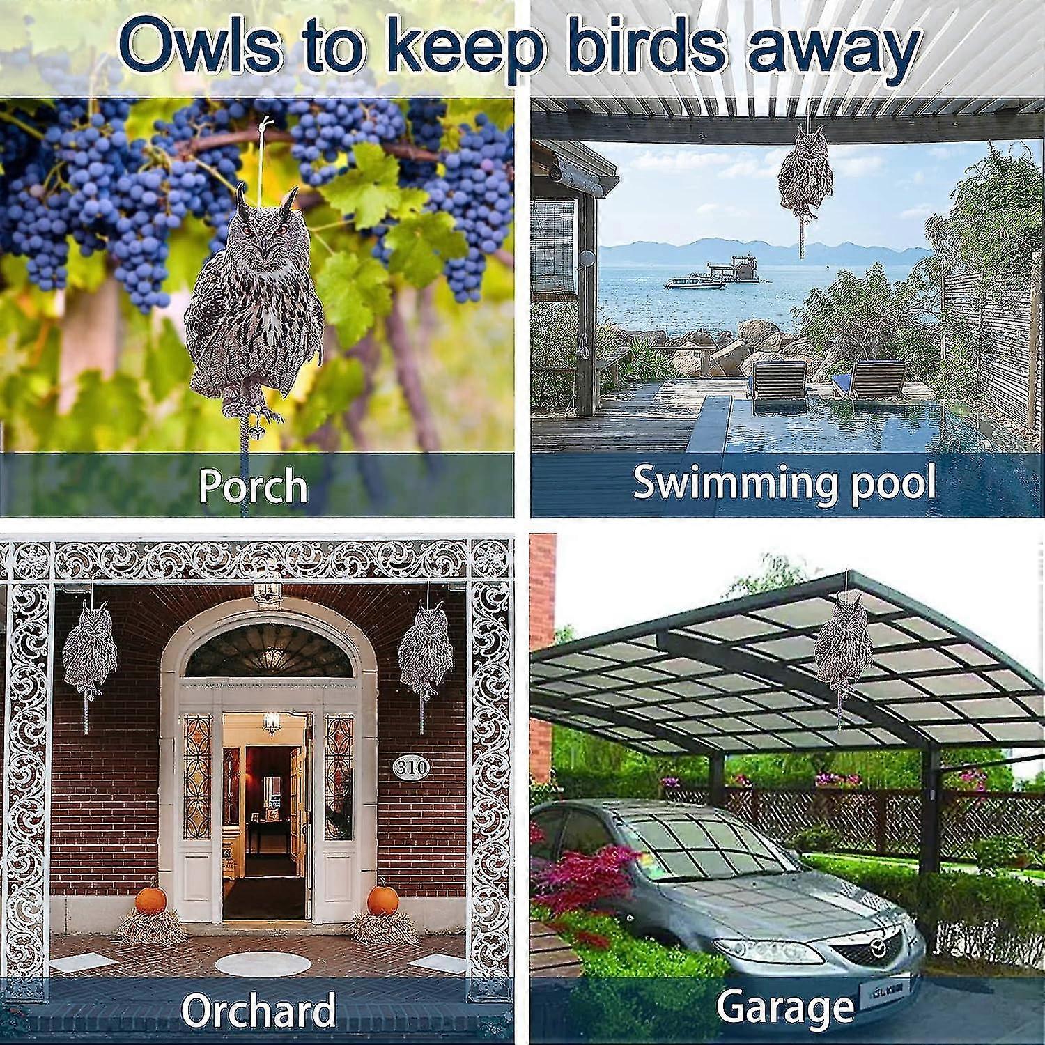 2pcs Owl Bird Scarer With Reflective Tape Bird Deterrent Bird Repellent ...