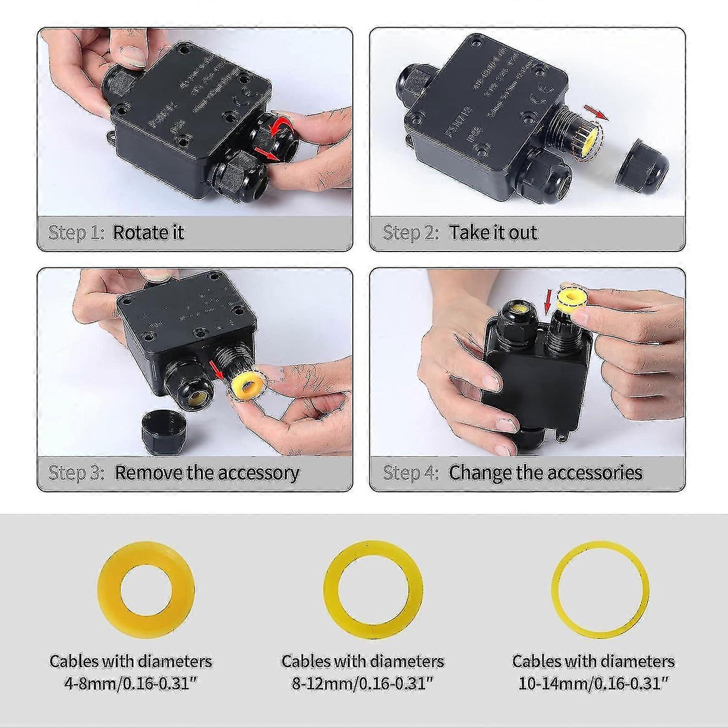 Waterproof Junction Box, 3 Way Junction Box, Ip68 Waterproof Electrical ...