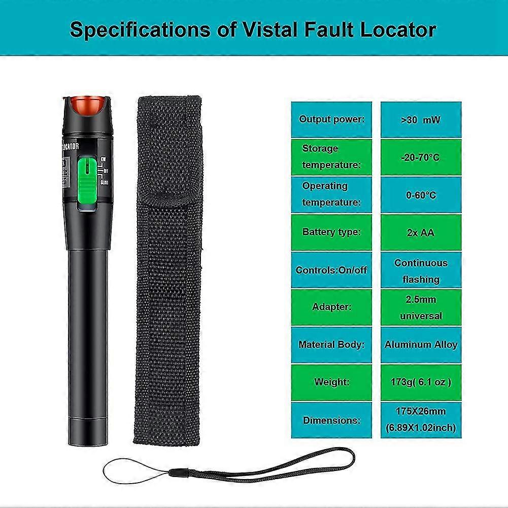 30MW 30KM Visual Fault Locator Fiber Light Tester VFL Optic Cable with ...