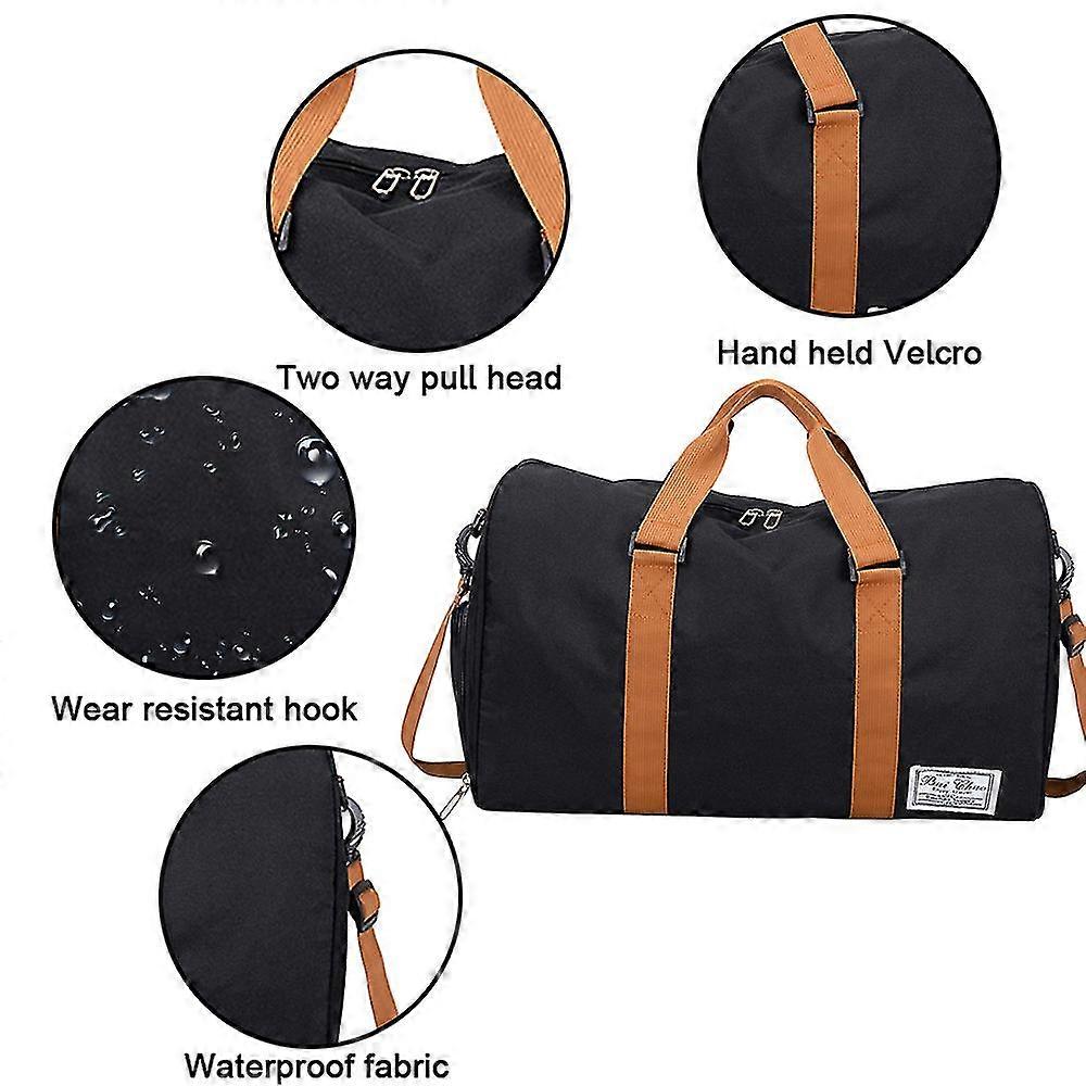 Sports Gym Bag With Shoe Compartment&wet Pocket,travel Duffel Bag,weekend Bag Black | Fruugo UK